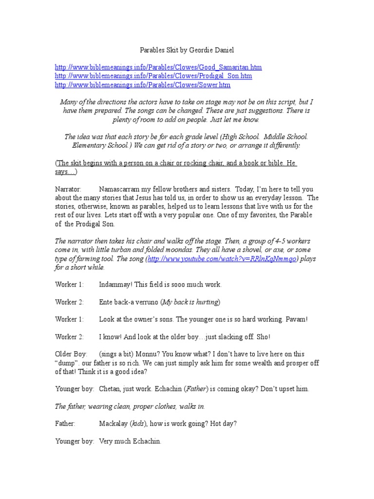 Parables Skit | PDF | Parables Of Jesus | Jesus