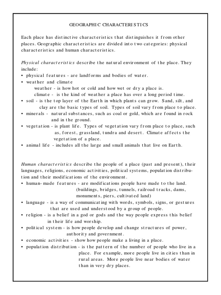 Geographic Characteristics Chart | PDF | Soil | Natural Environment