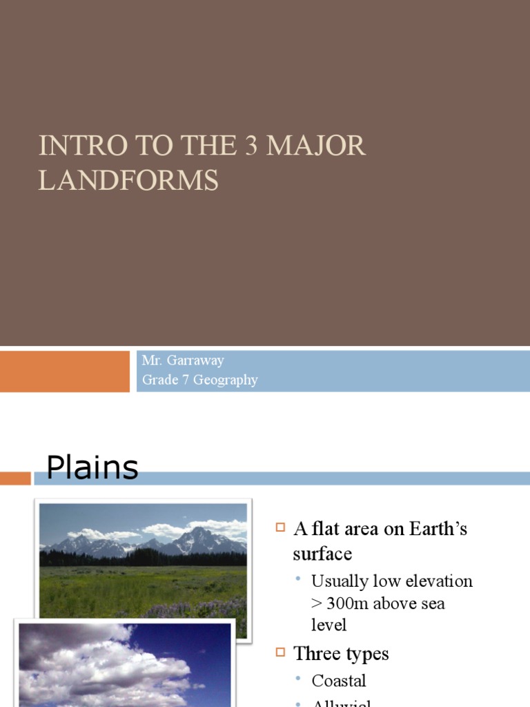 Intro To The 3 Major Landforms: Mr. Garraway Grade 7 Geography | PDF ...