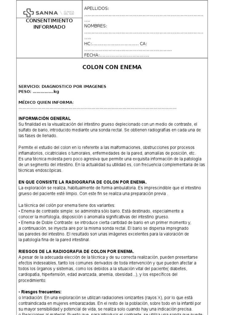 Consentimiento Informado Colon | PDF