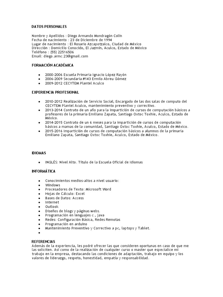 Curriculum Diego | PDF