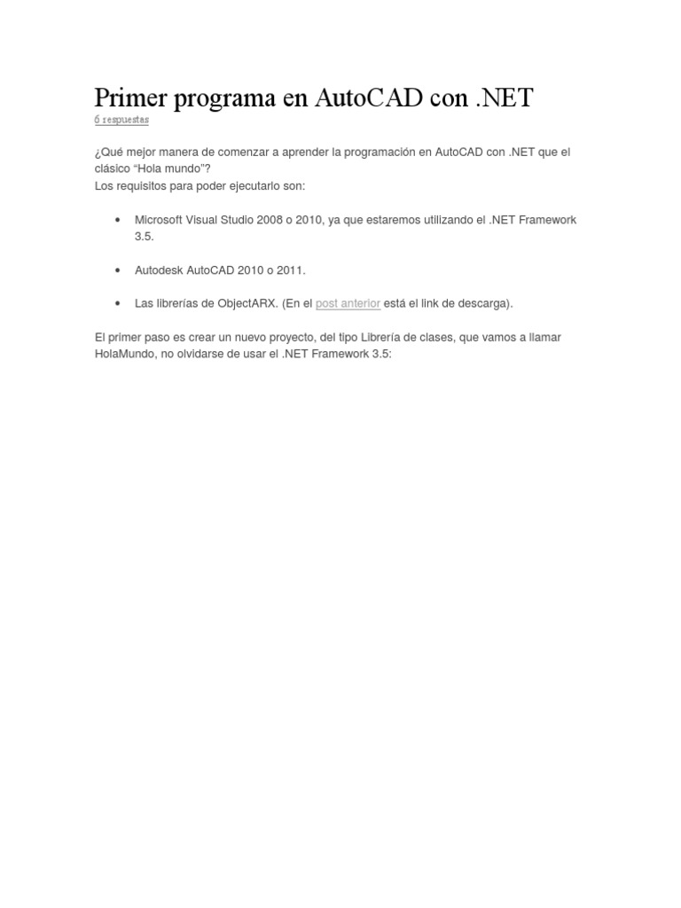 Primer programa en AutoCAD con .NET | PDF | C Sharp (lenguaje de ...