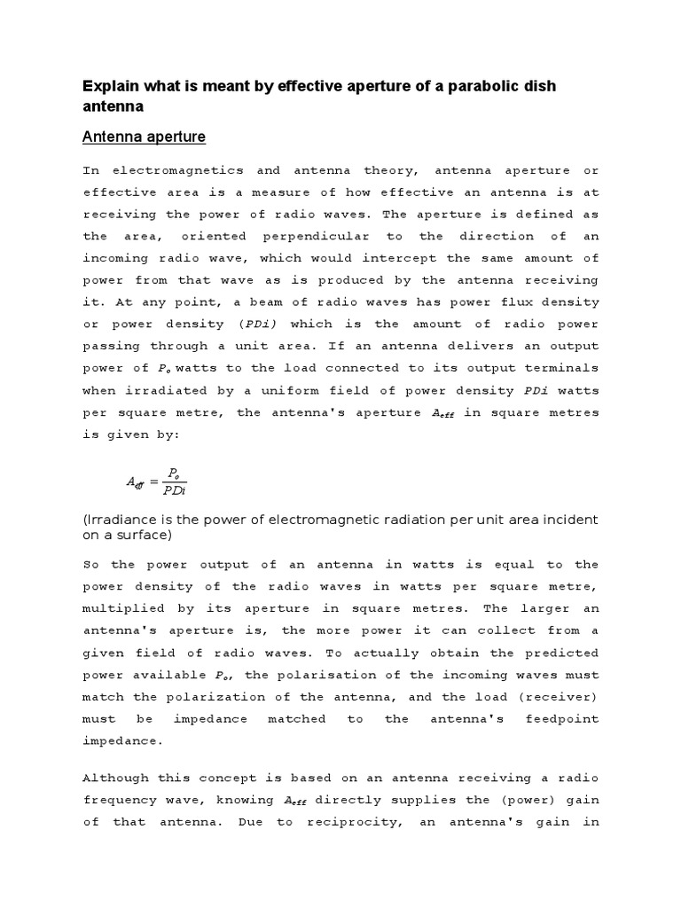 Effective Aperture Notes | PDF | Antenna (Radio) | Telecommunications ...