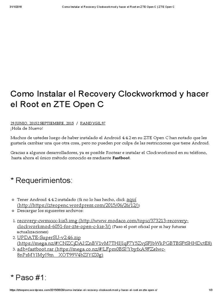 Como Instalar El Recovery Clockworkmod y Hacer El Root en ZTE Open C ...