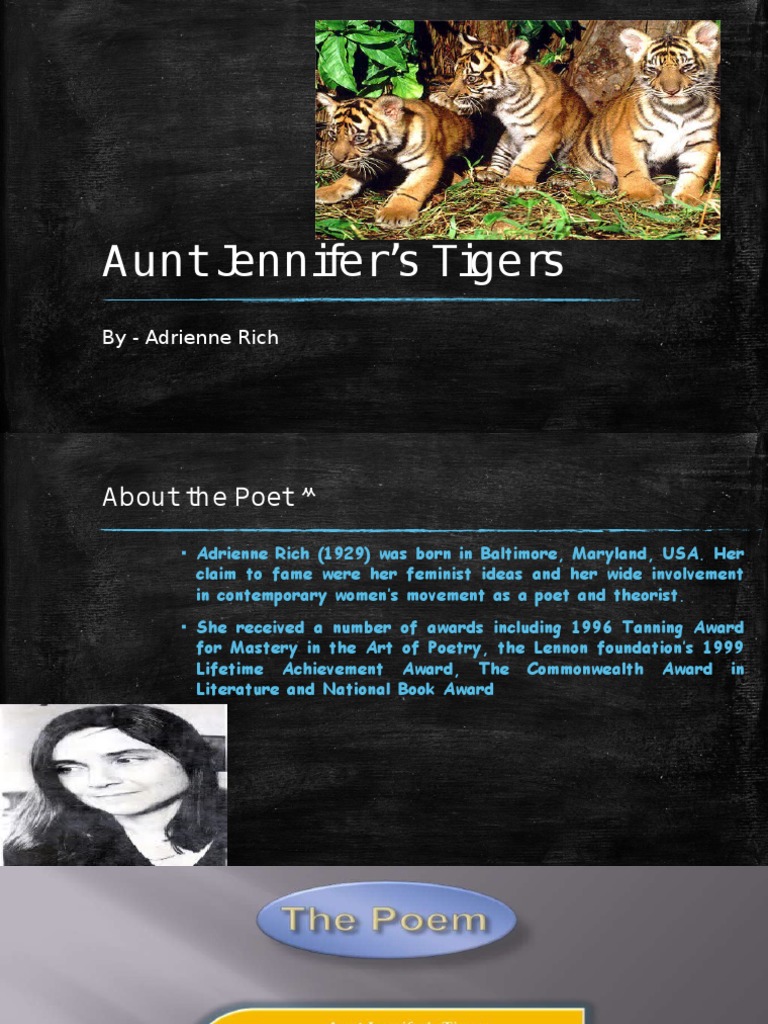Analysis of Aunt Jennifer's Tigers Poem | PDF