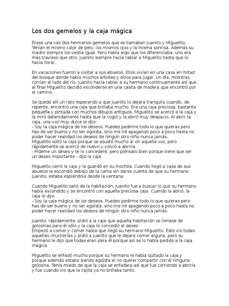 Los Dos Gemelos y La Caja Mágica | PDF | Ocio