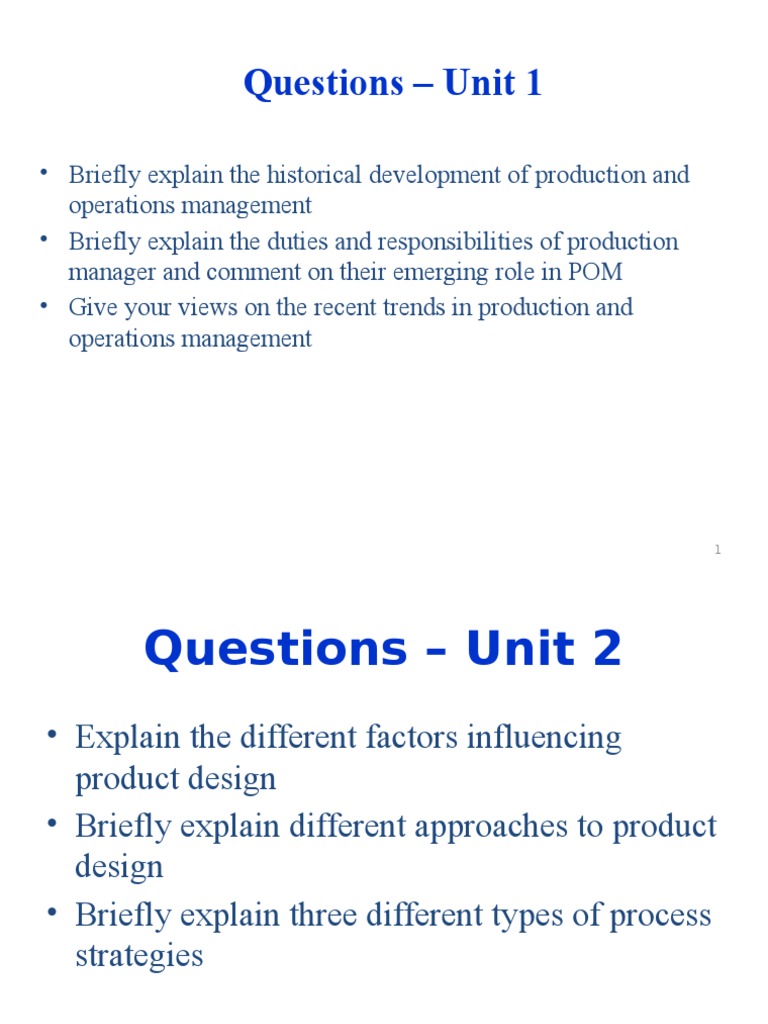 Production and Operations Management MBA Important Questions | PDF