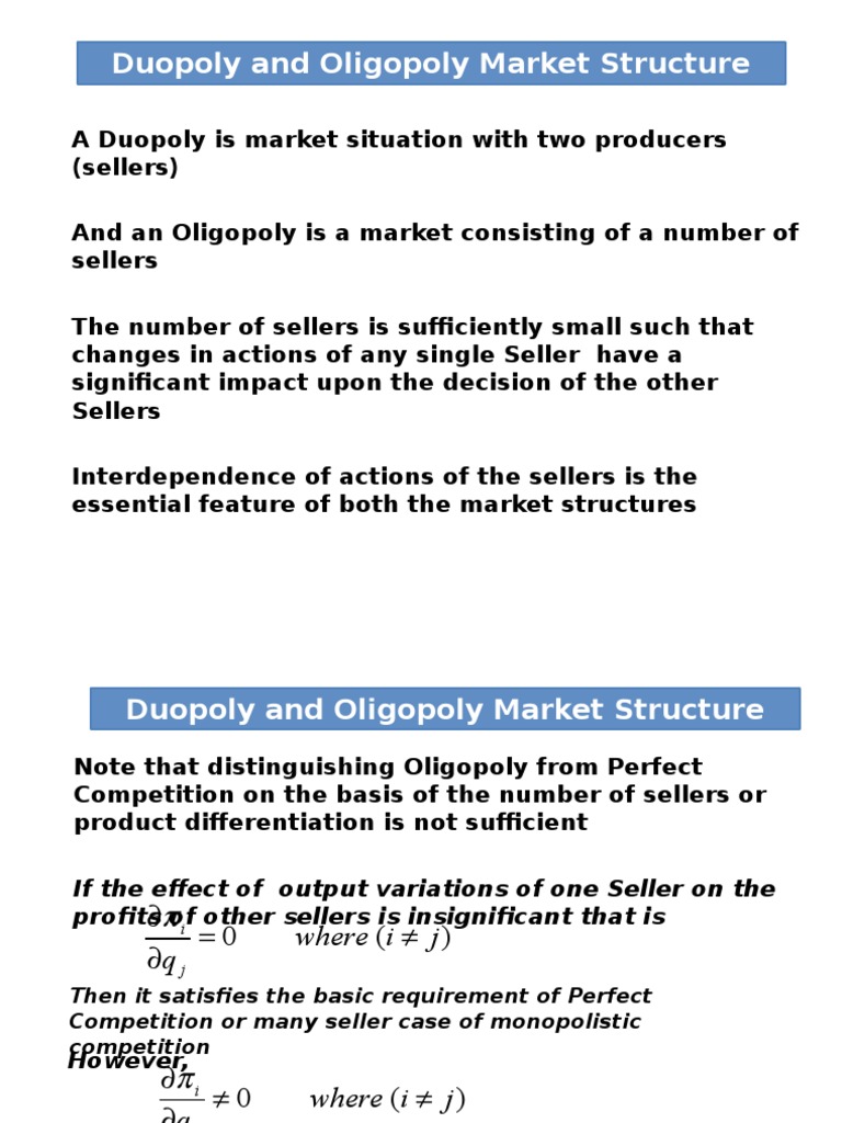 Duopoly and Oligopoly Market Structure | PDF | Oligopoly | Profit ...