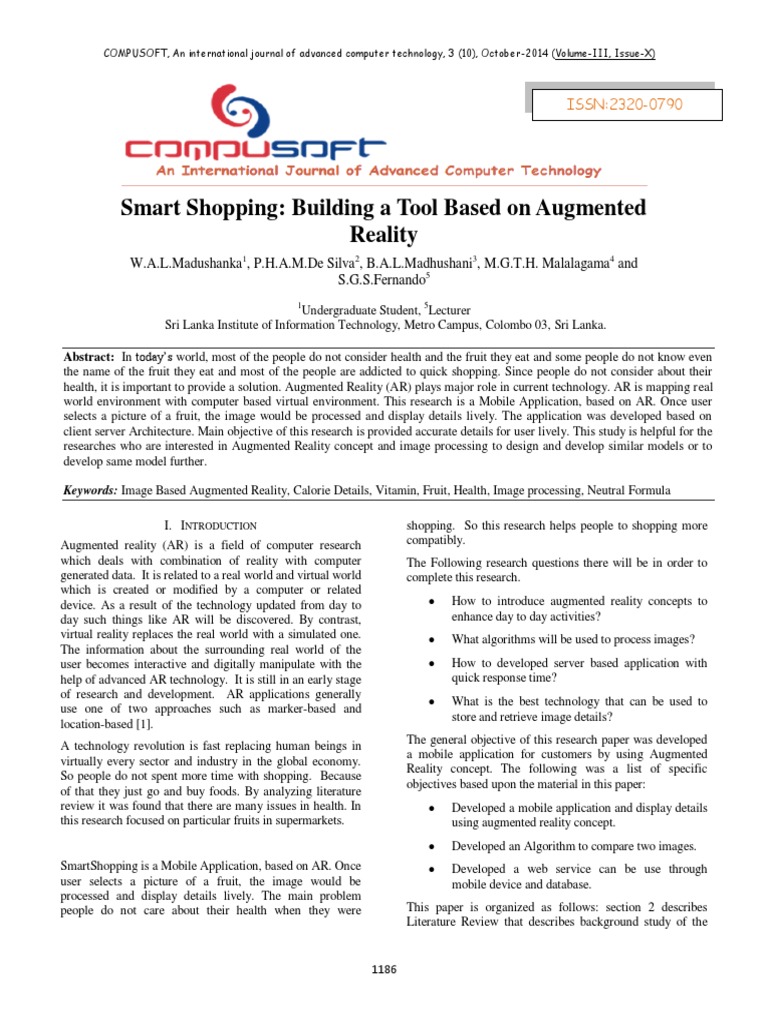 Compusoft, 3 (10), 1186-1192 PDF | PDF | Augmented Reality | Databases
