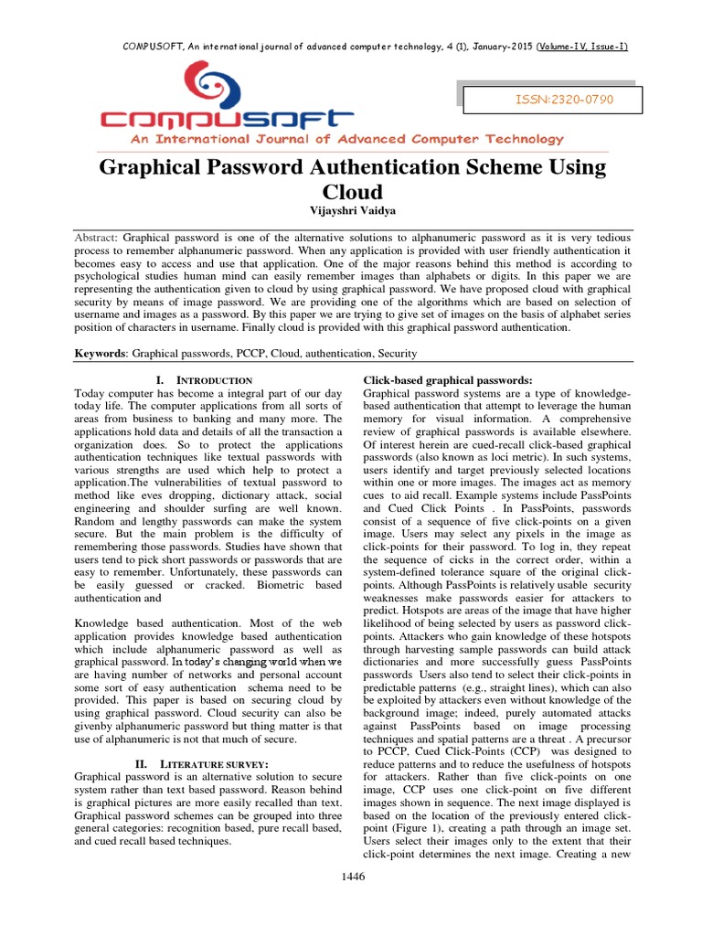 Graphical Password Authentication Scheme Using Cloud | PDF | Password ...