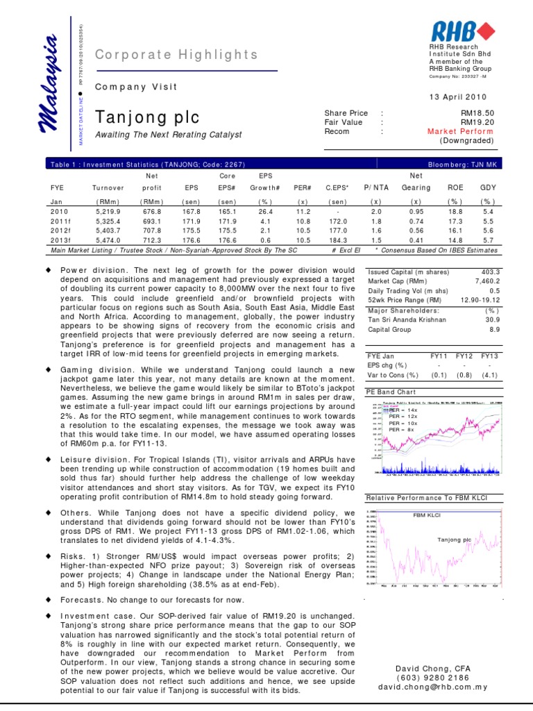 Tanjong plc: Growth and Challenges Ahead | PDF | Investment Banking ...