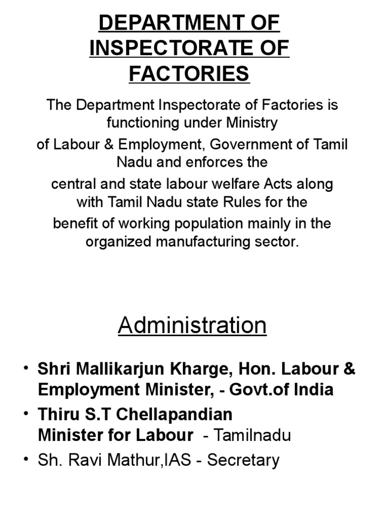 Tamil Nadu Factory Inspectorate Guide | PDF | Labor | Government