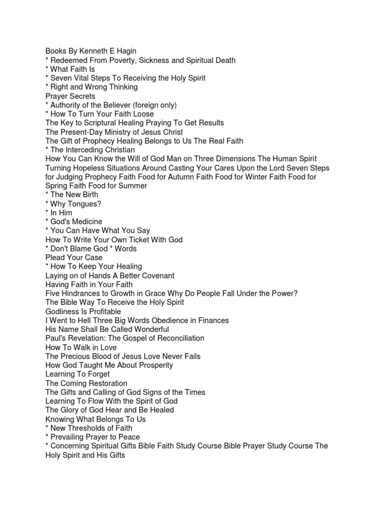 Kenneth E Hagin - Books by Kenneth E Hagin | PDF | Faith Healing | Faith