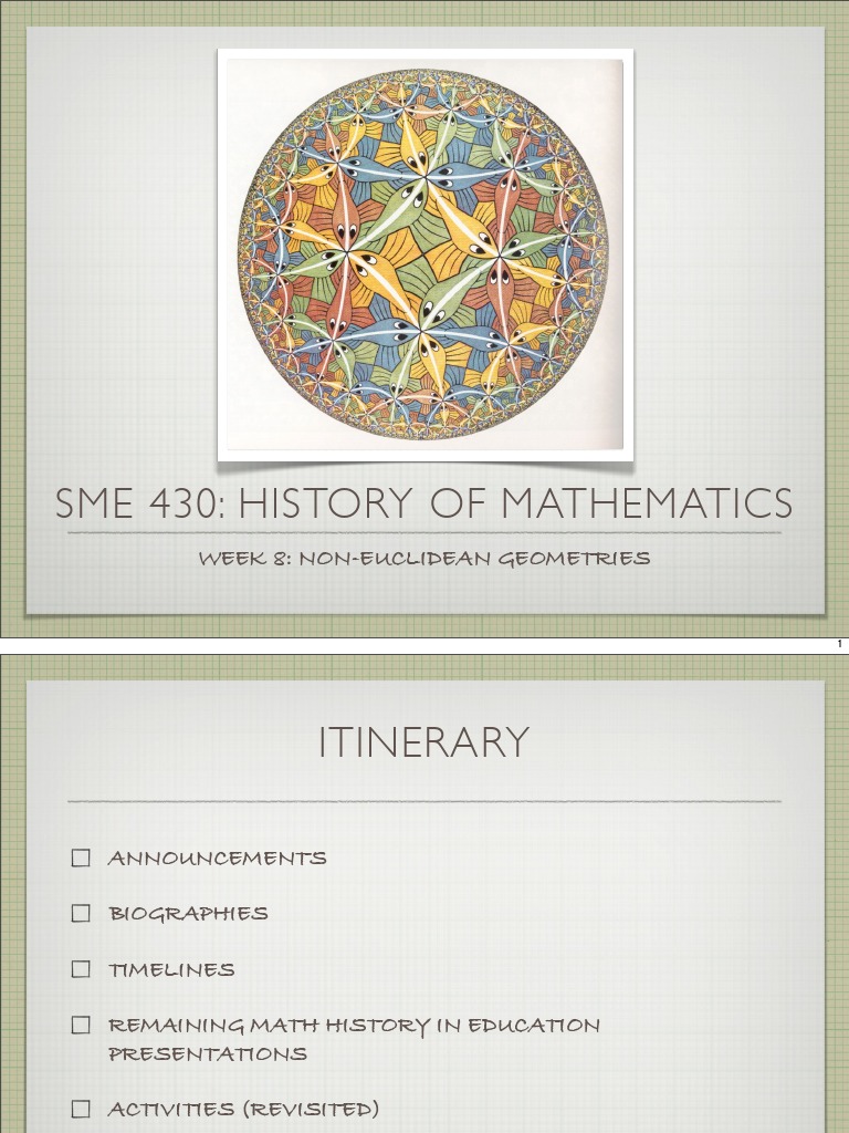 Sme 430: History of Mathematics: Week 8: Non-Euclidean Geometries | PDF ...