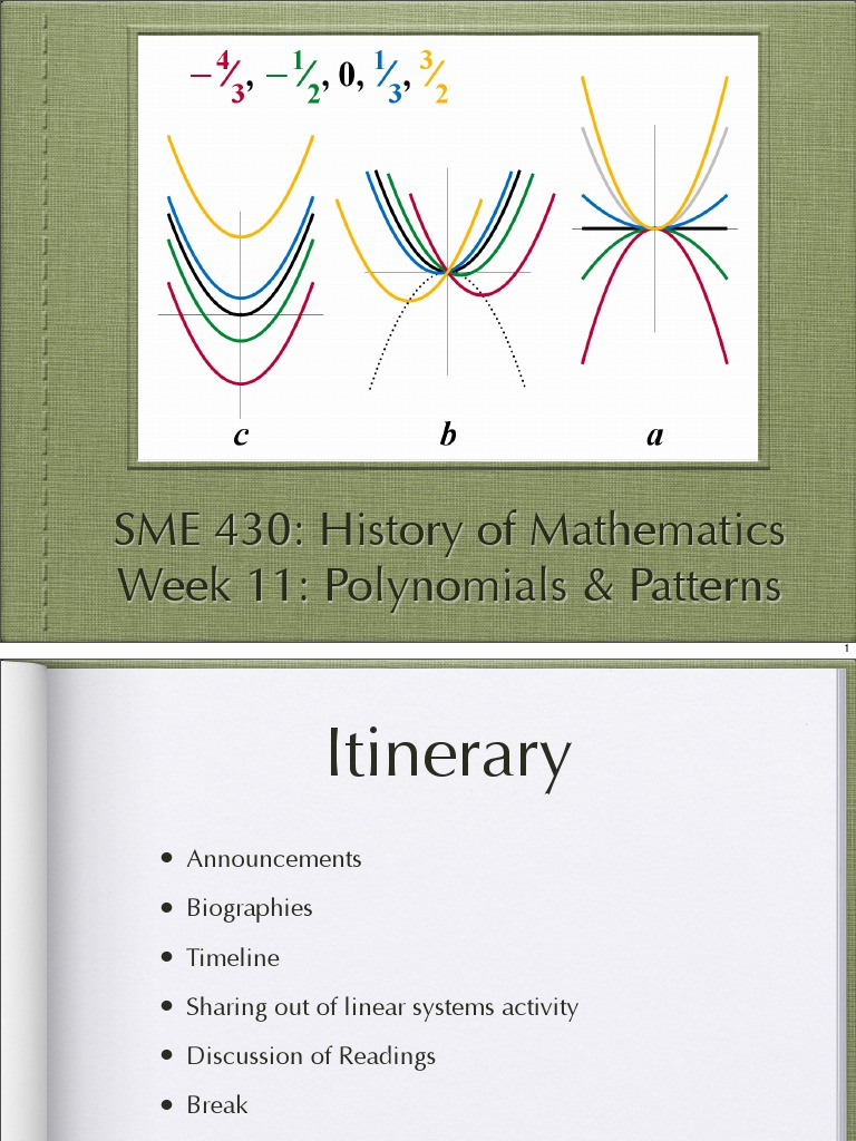 SME 430: History of Mathematics Week 11: Polynomials & Patterns | PDF ...