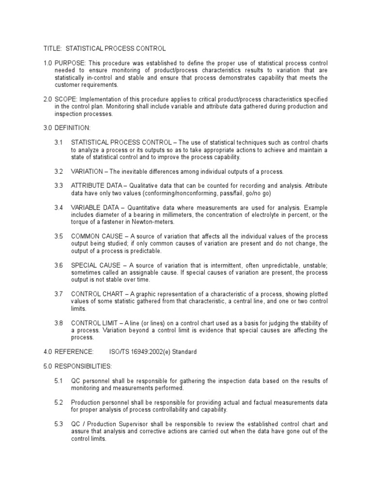 SPC Procedure | Systems Science | Quality