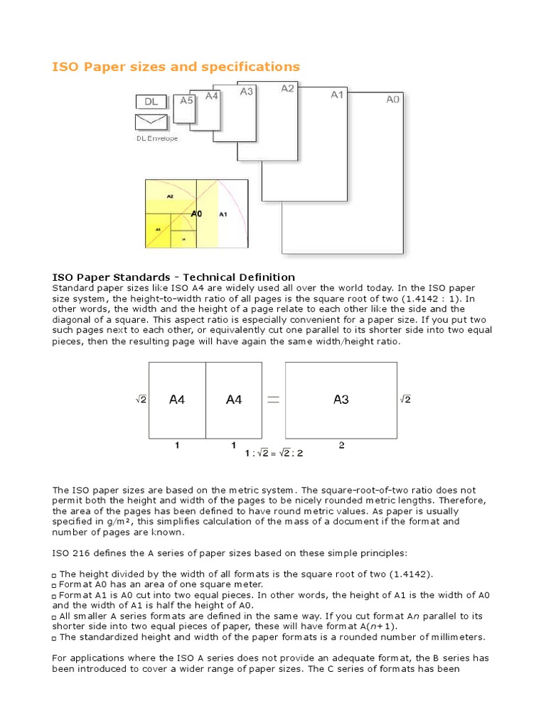 ISO Paper Sizes and Specifications | PDF | Stationery | Printing