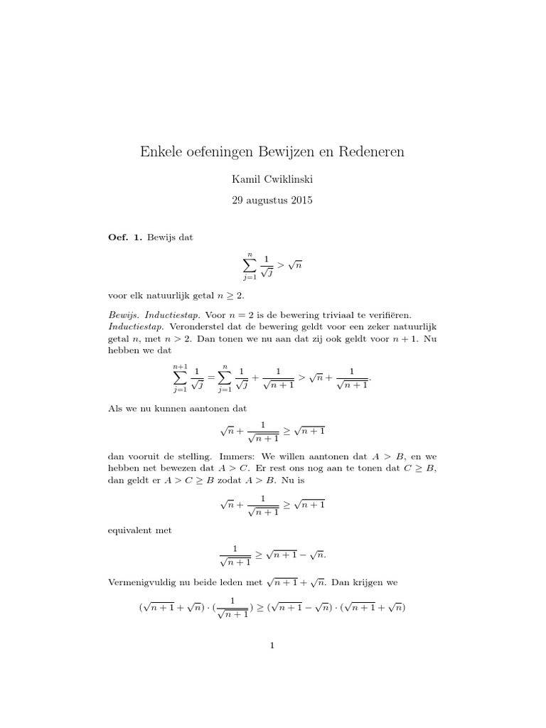 Bewijzen en Redeneren Oefeningen | PDF