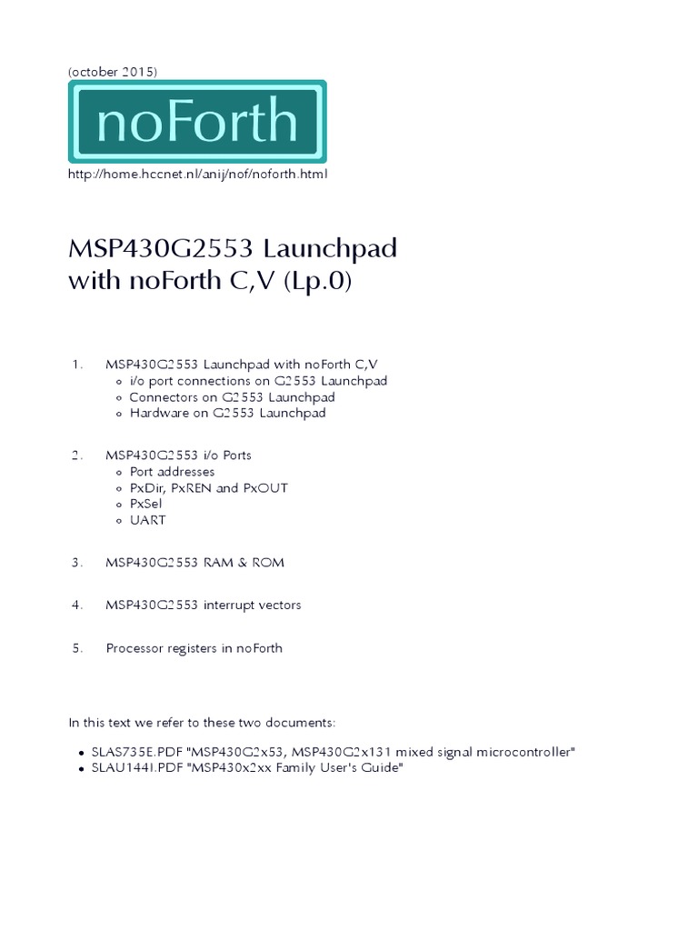 msp430g2553 Launchpad PDF | PDF | Computer Hardware | Computer Engineering