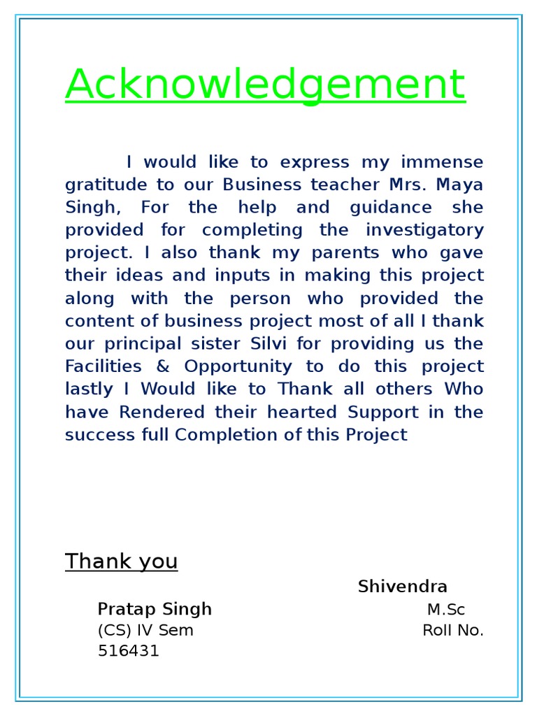 Acknowledgement: Thank You | PDF