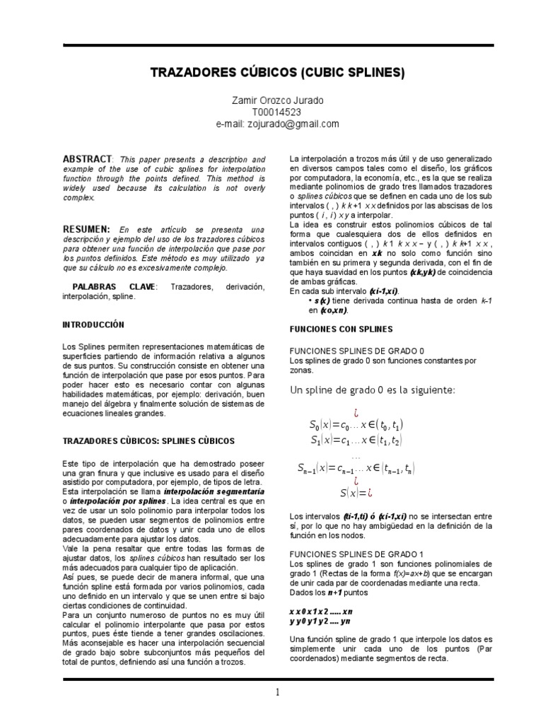 Interpolación con Splines Cúbicos | PDF | Spline (Matemáticas ...