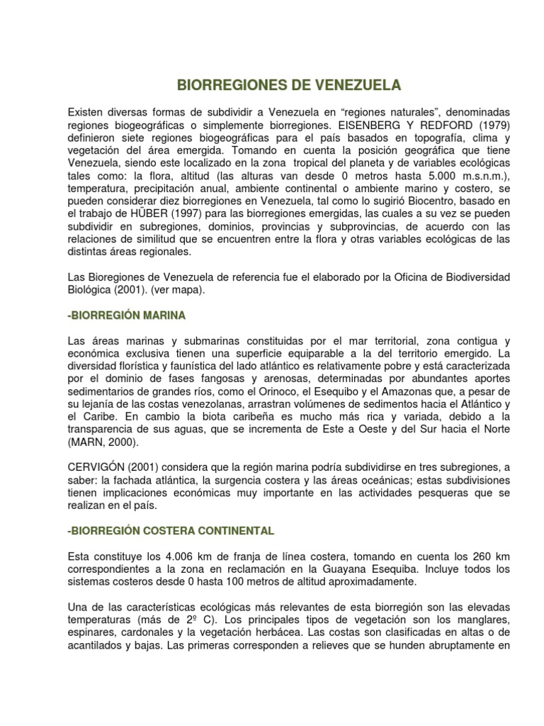 Bioregiones de Venezuela | Descargar gratis PDF | Andes | Venezuela