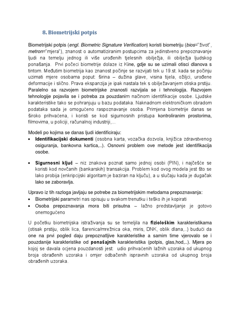 Biometrijski Potpis | PDF