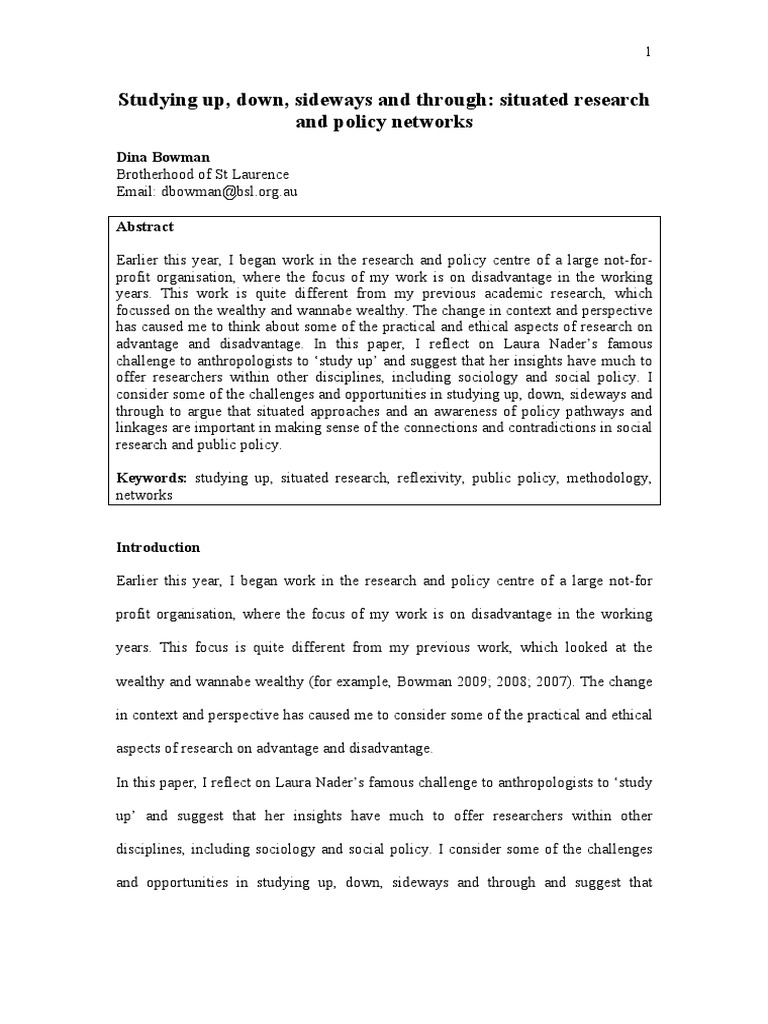 Studying Up, Down, Sideways and Through | PDF | Social Network ...