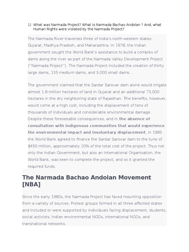 What Was Narmada Project | PDF | Water And Politics | Water