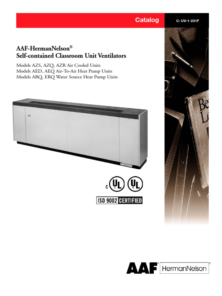 Aaf-Hermannelson Self-Contained Classroom Unit Ventilators: Catalog