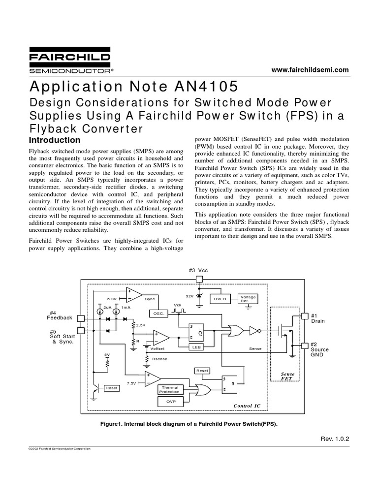 AN4105 Power Switching IC | PDF | Mosfet | Transformer