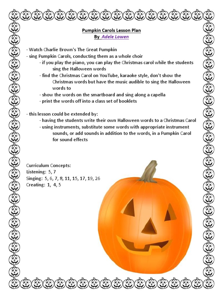 Pumpkin Carols Lesson Plan Guide | PDF | Entertainment (General ...