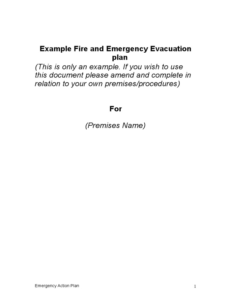 Example Fire and Emergency Evacuation Plan | PDF | Firefighting ...