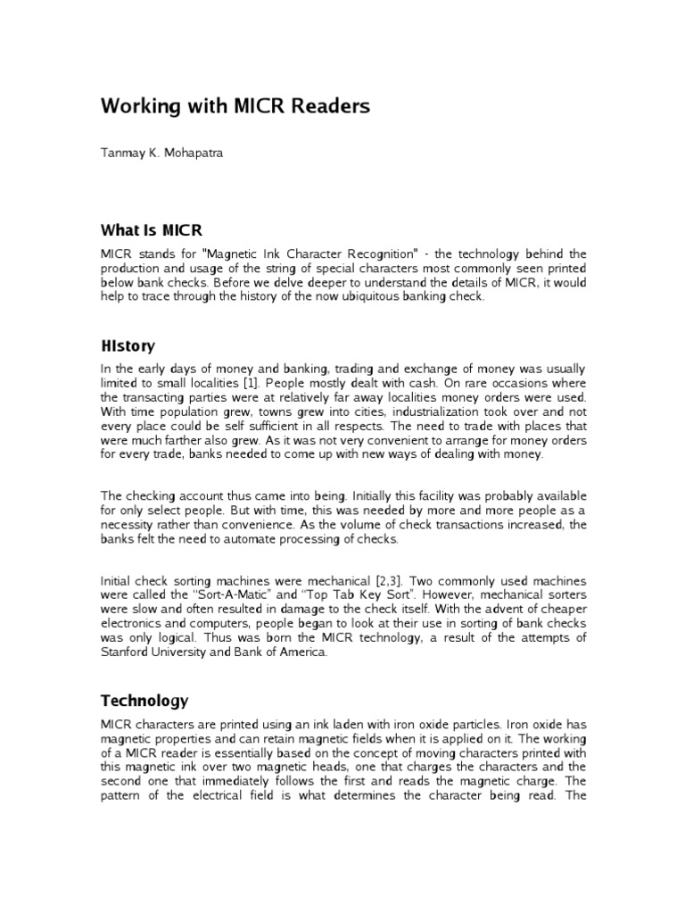 Micr | PDF | Cheque | Digital Technology