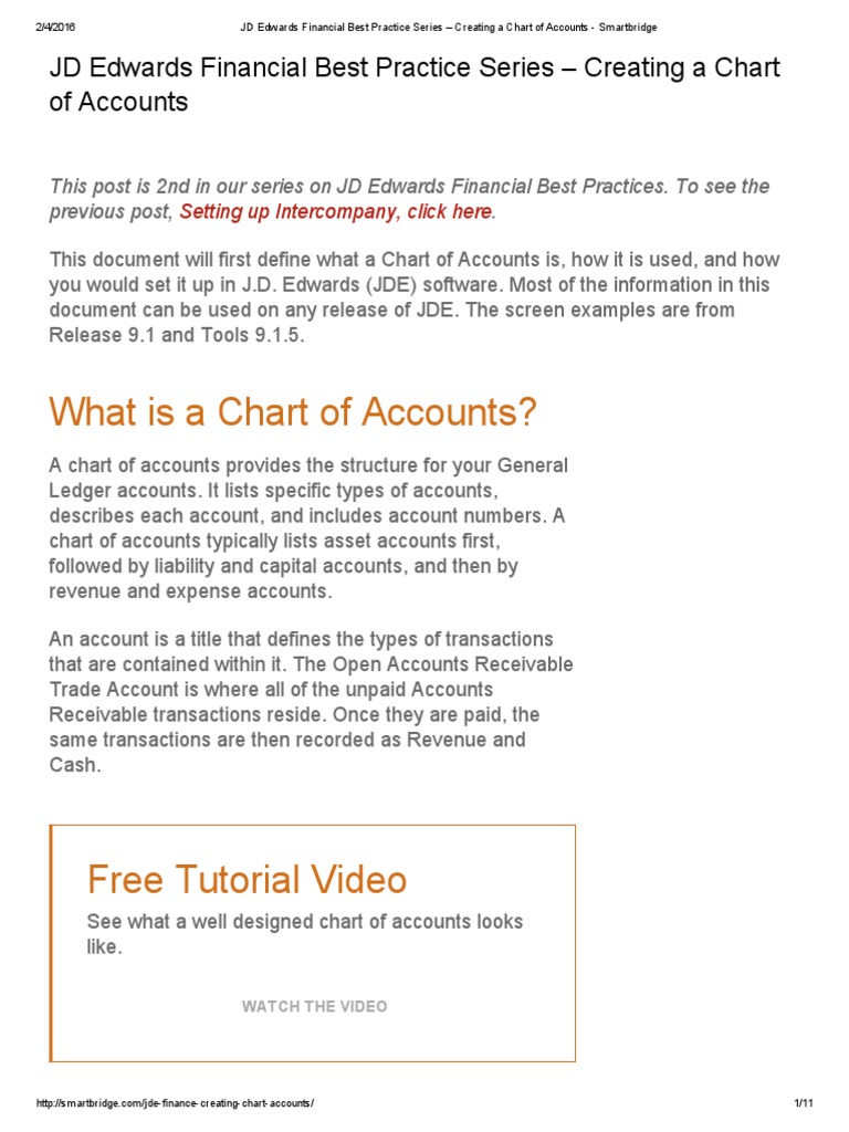 JD Edwards Financial Best Practice Series - Creating A Chart of ...