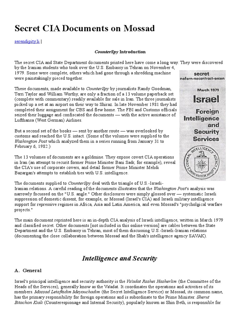 Secret CIA-Mossad Documents Exposed | PDF | Mossad | Israel
