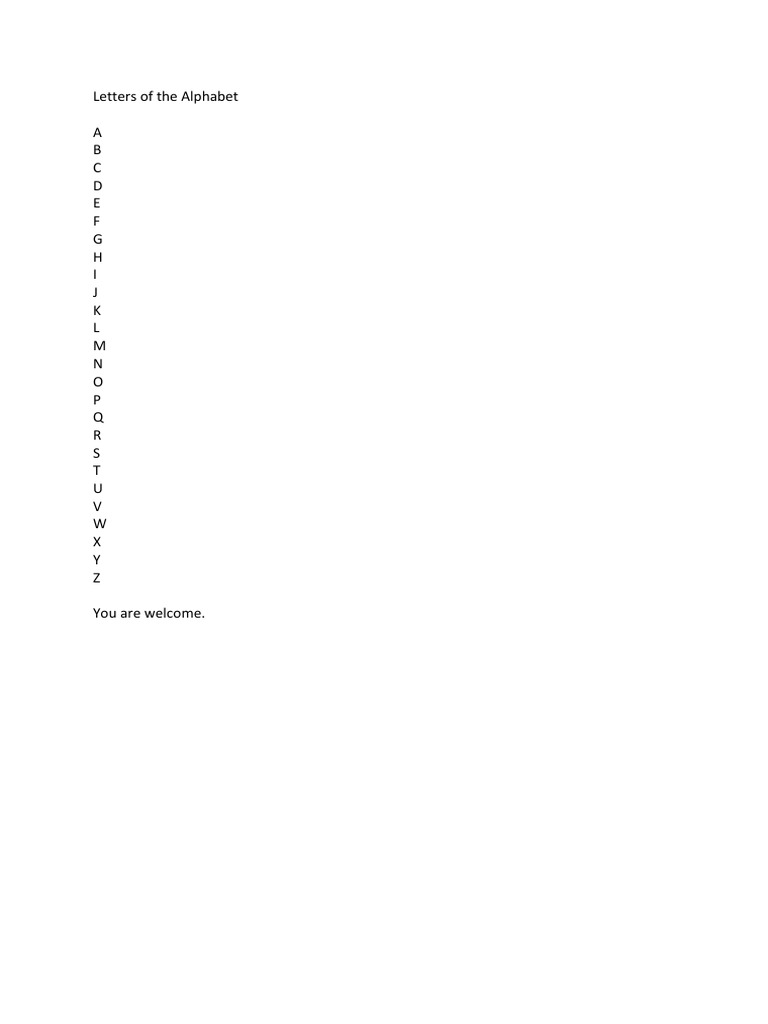 Complete List of Alphabet Letters | PDF