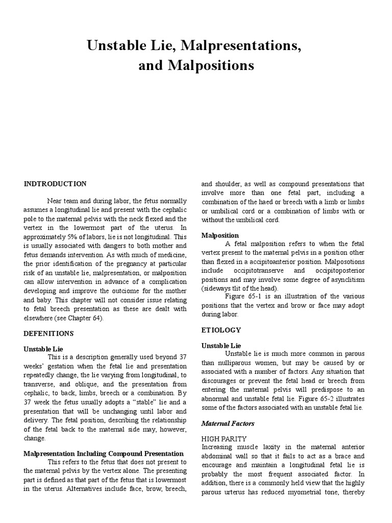 Unstable Lie ZUAR 11 | Childbirth | Caesarean Section