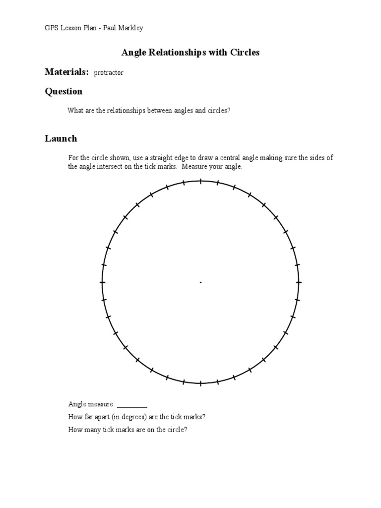 Angle Relationships in Circles Lesson Plan | PDF | Circle | Angle