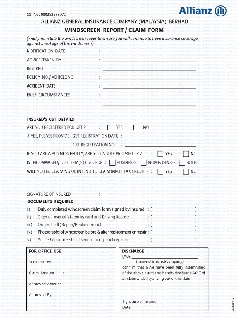 Windscreen Report Claim Form | PDF | Personally Identifiable ...