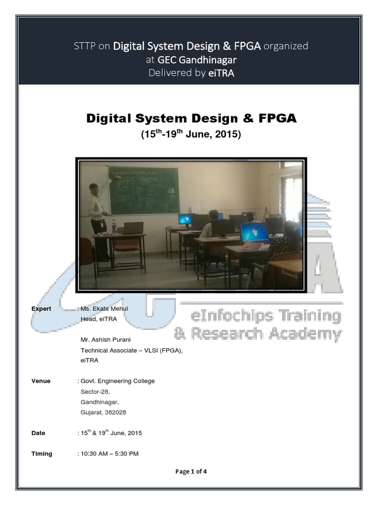 Workshop On Digital Design With FPGA Organized by EiTRA | PDF | Field Programmable Gate Array ...