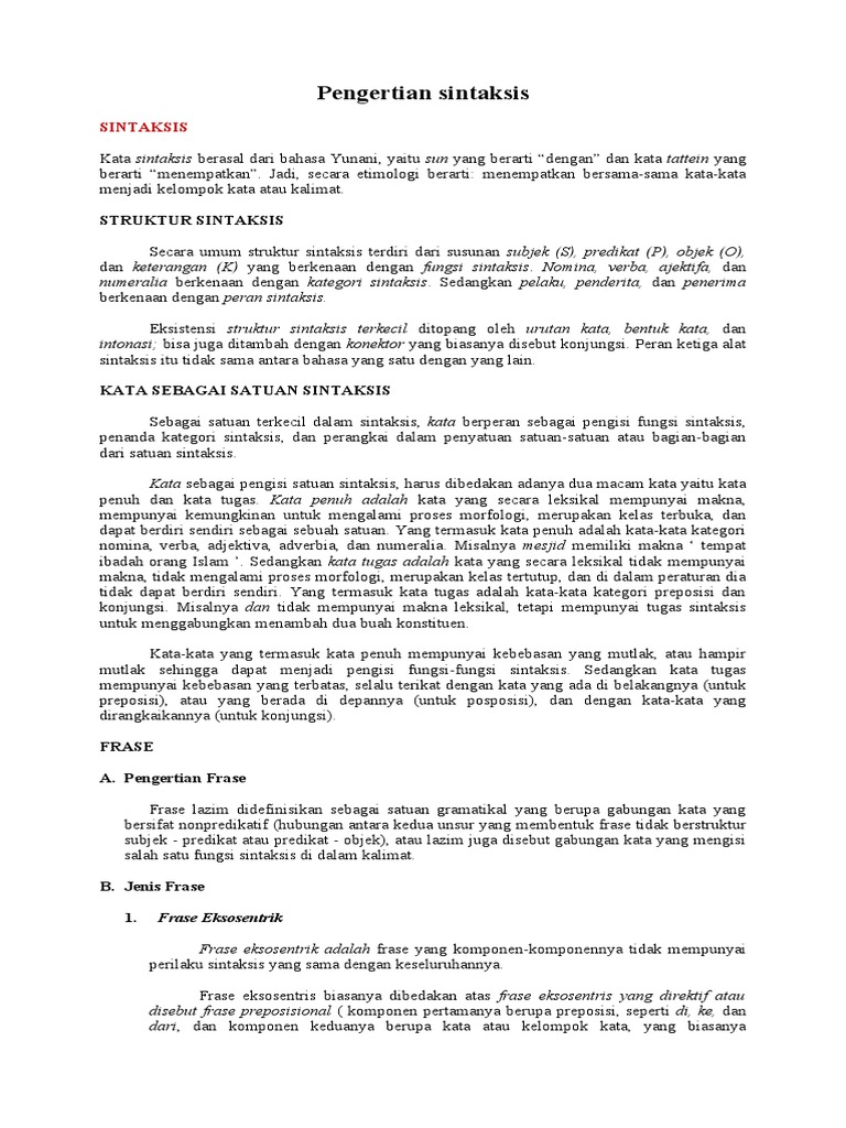 Pengertian Sintaksis | PDF