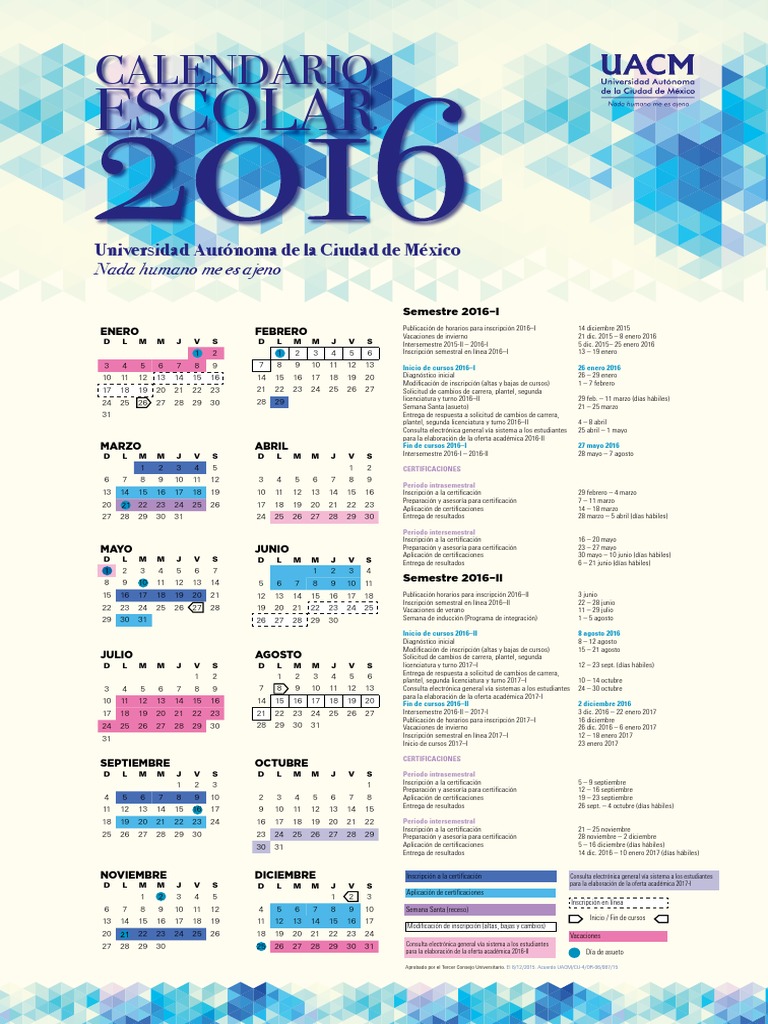Calendario Uacm 2016 | PDF | Ciencias sociales