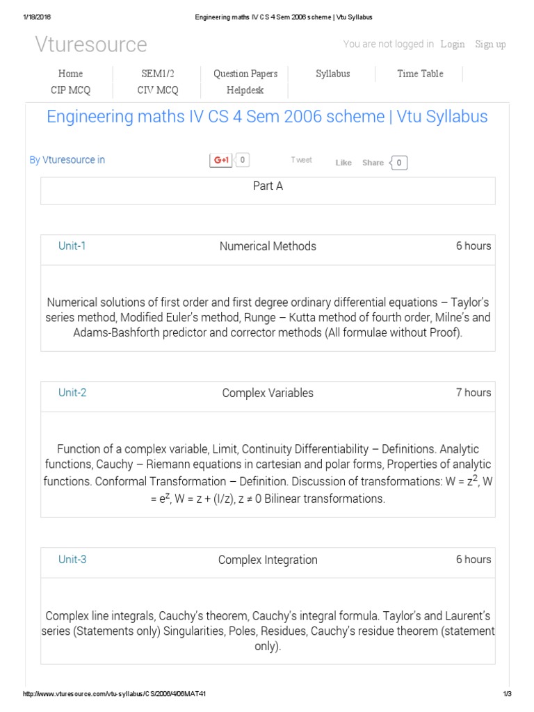 Engineering Maths IV Sem 2006 Scheme - Vtu Syllabus | PDF | Probability ...