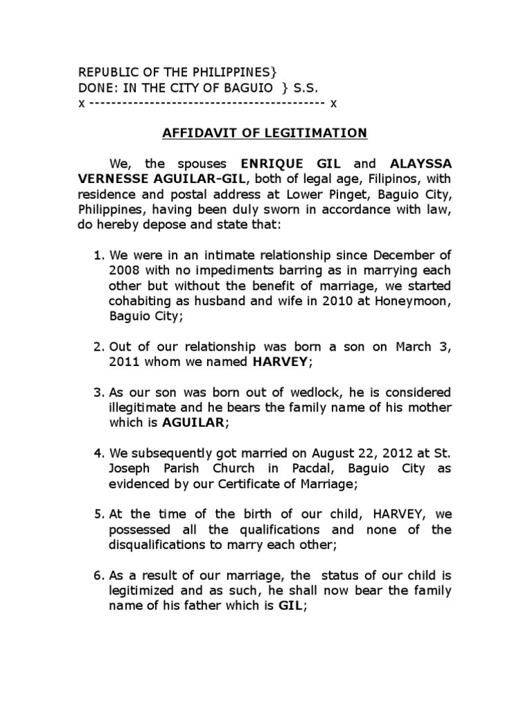 Affidavit of Legitimation