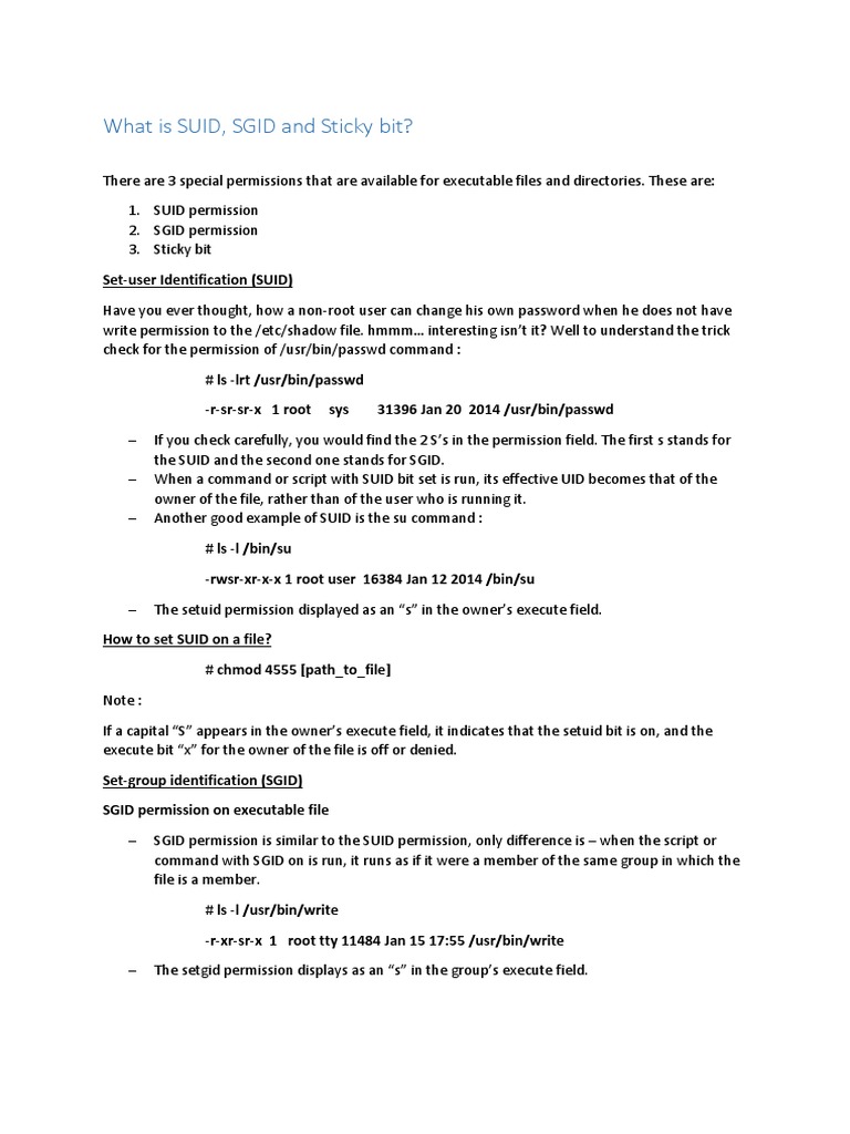 What Is SUID GUID and Sticky Bit | PDF | Computer Data Storage | Data ...