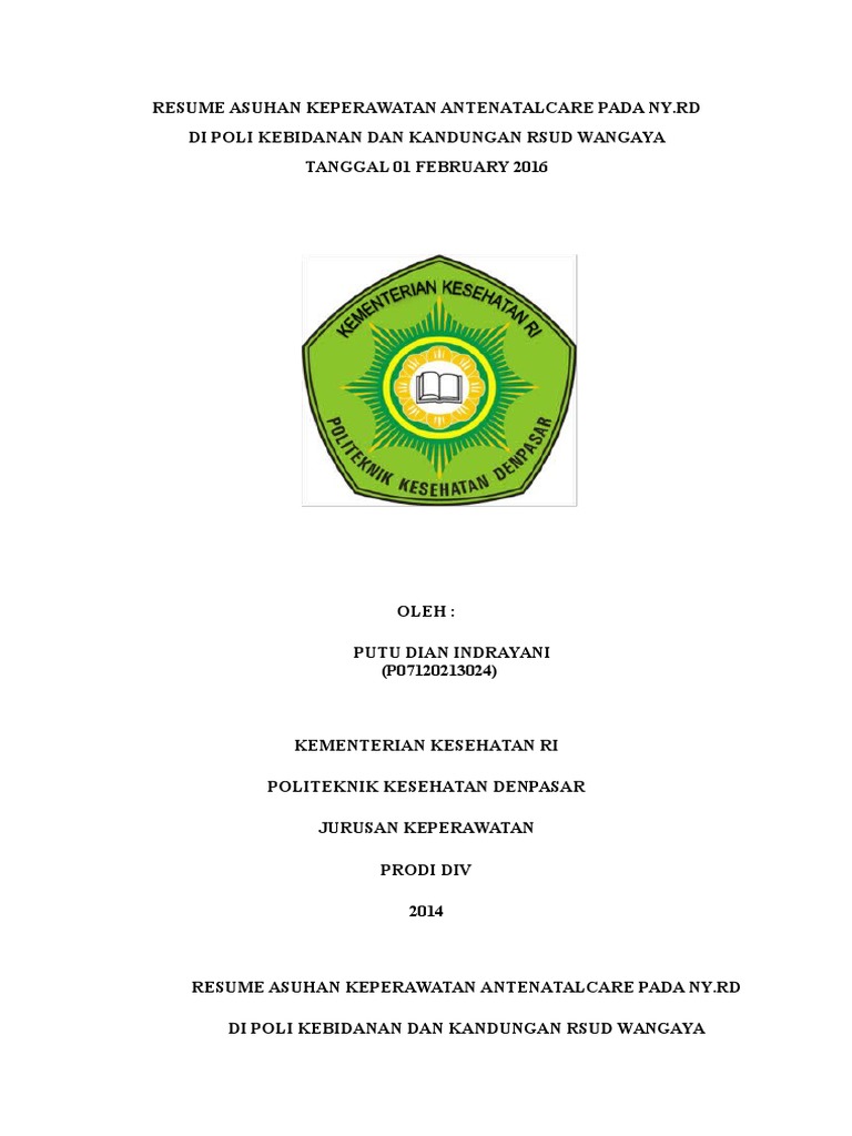 Resume Anc | PDF | Kesehatan Holistik