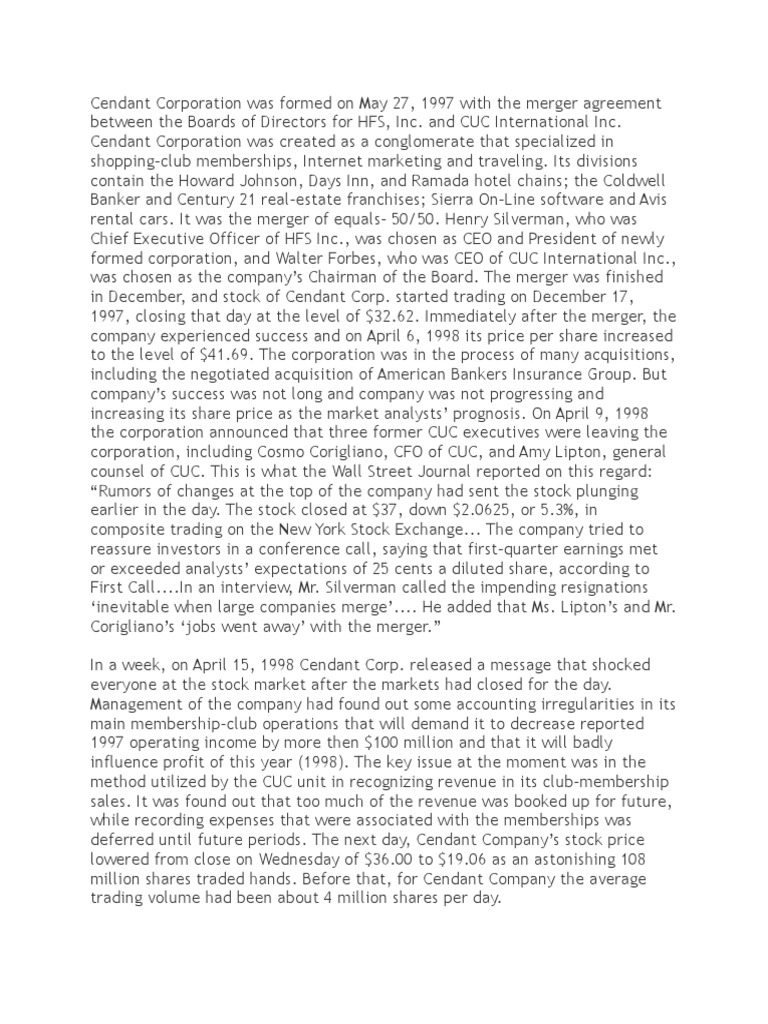 Cendant Corporation | PDF | Stocks | Corporate Law