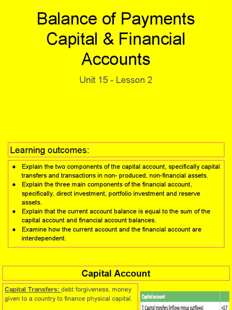 Unit 15 - Lesson 2 - Balance of Payment Capital Financial Account | PDF ...