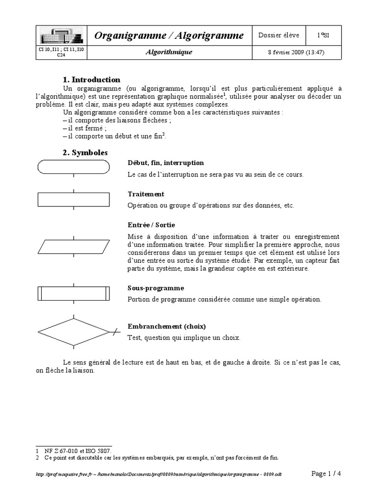 Organigramme et Algorigramme en SI | PDF | Structure de contrôle | C ...